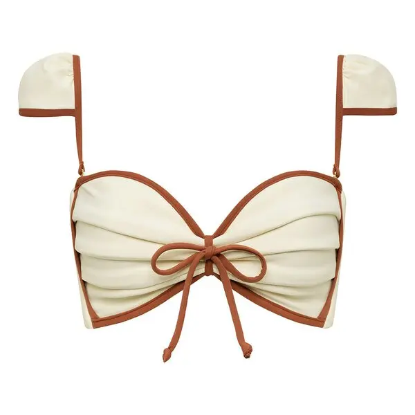 MONTCE Neutrals Oat Terracotta Binded Cabana Bows Bikini Top - Orange