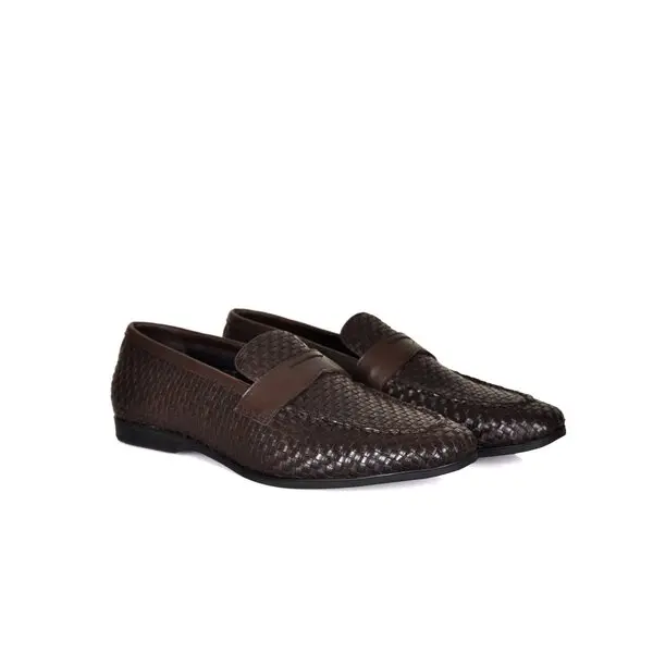 DAVID WEJ Lorenzo Woven Loafers Coffee - Brown