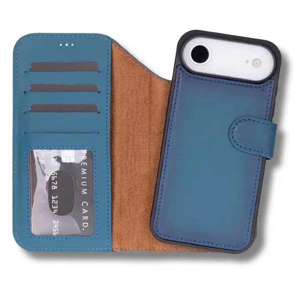 LEATHERE Premium Leather Iphone Air Wallet Case – Austin - Blue