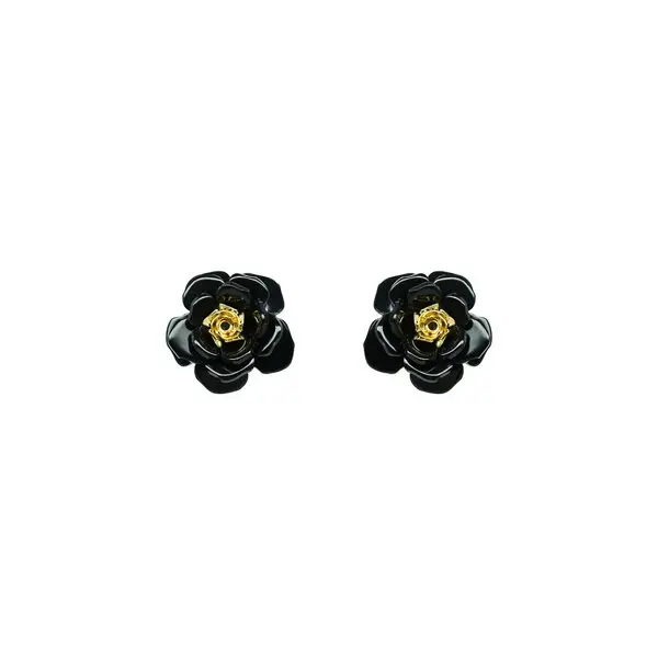 GISSA BICALHO Handmade Acrylic Earring Open Rose - Black