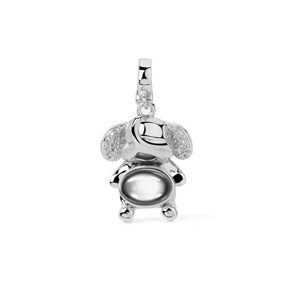 FREQNC ATELIER Mini Elephant Charm Silver Mother Of Pearl - Black