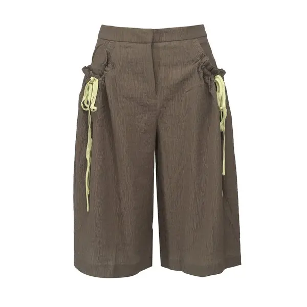 SMART AND JOY Casual Wide Leg Capri Trousers - Green