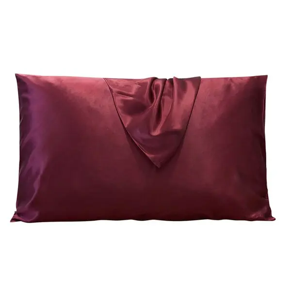 SOFT STROKES SILK Pure Mulberry Silk Pillowcase King Burgundy - Red