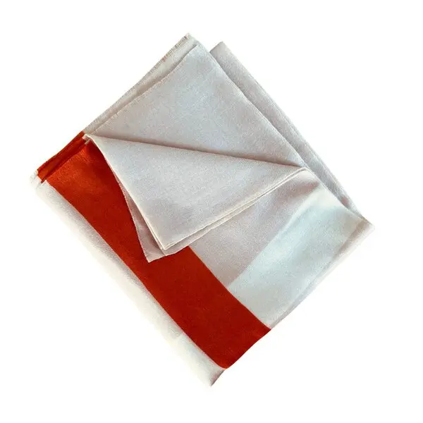 HERITAGEMODA Neutrals / Blush Sand Hand Painted Wool Silk Scarf - Red