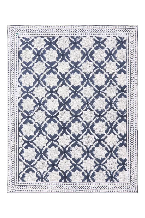 NOLOGO-CHIC Bordered Mat Place Mat Cotton Indigo - Blue