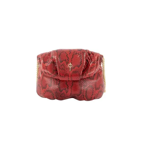 OTRERA Baby Snake Shiny Leda Leather Cossbody - Red