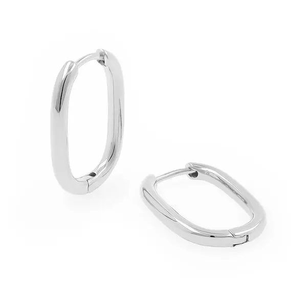Côté Caché Oval Link Huggie Hoop Earrings - Silver