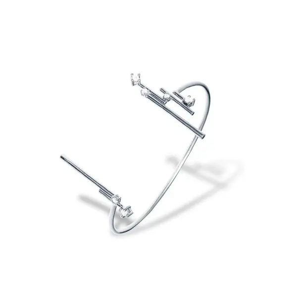 Grossé Platinum & Crystal Open Bangle Bracelet, Series Starlight - Silver