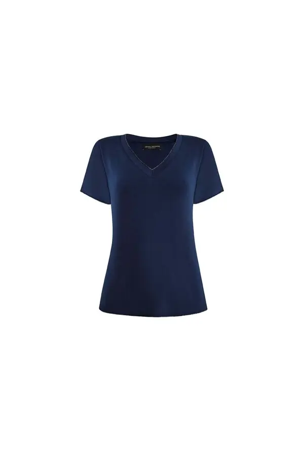 JAMES LAKELAND V-neck Navy T-shirt - Blue