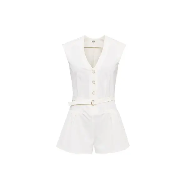 Sélone Elara V-neck Mini Jumpsuit - White