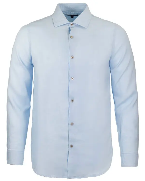 LORDS OF HARLECH Lionel Linen Button Down Shirt Sky - Blue