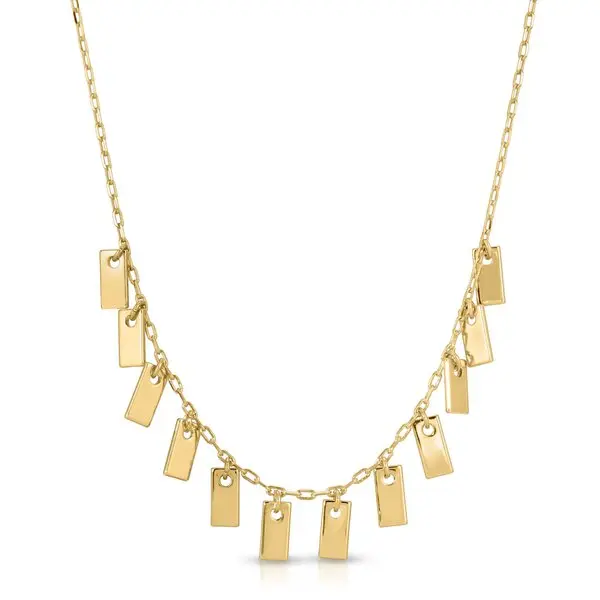 GLAMROCKS JEWELRY Fringe Tag Necklace - Gold