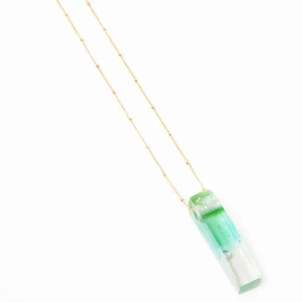 SMART GLASS JEWELRY Recycled Glass Mosaic Stiletto Confetti Necklace Gold Fill - Yellow