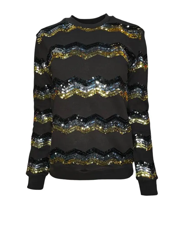 ANY OLD IRON Gold / Black / Silver Sparkly Peanuts Sequin Sweatshirt - Gold/black/silver