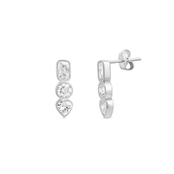 SHYMI Multi Shape Cubic Zirconia Drop Earrings In Plated Sterling - Silver