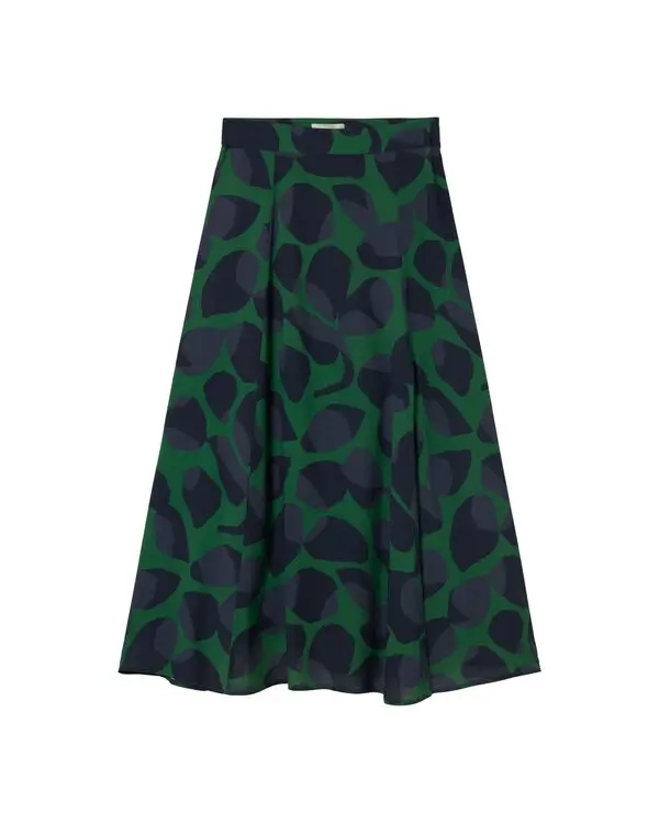 THINKING MU Midi Leaf Ecovero Tora Skirt - Green
