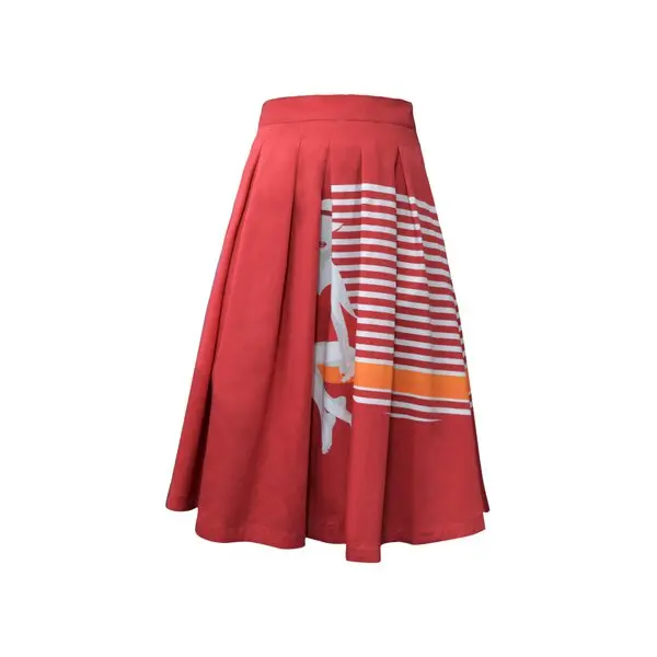 MY PAIR OF JEANS Cannes Midi Skirt - Red