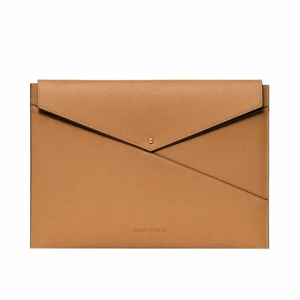 OWLISH STUDIO Envelope Vegan Leather Macbook Laptop Sleeve Tan - Brown