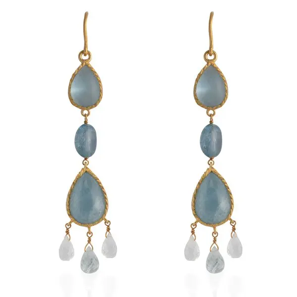 EMMA CHAPMAN JEWELS Lola Aquamarine Teardrop Earrings - Blue