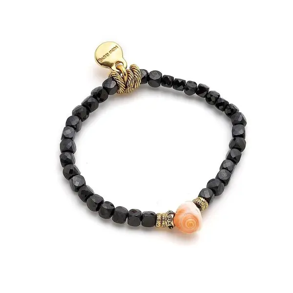 ADRIANA PAPPAS DESIGNS Mini Shell Stretch Bracelet - Black