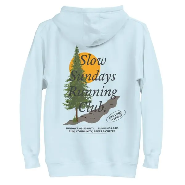 ANCHOR & CREW Sky Mountain Pine Slow Sundays Running Club Cotton Blend Hoodie - Blue