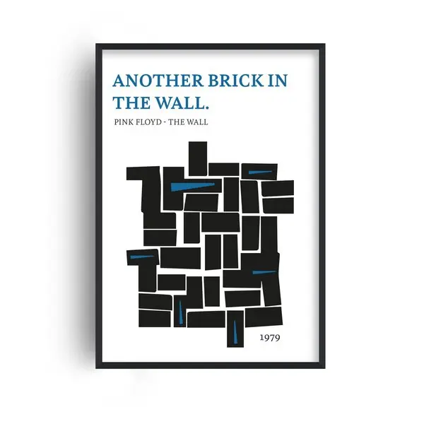 FANCLUB Black / Blue Another Brick In The Wall Giclée Retro Art Print A2 - Black/blue