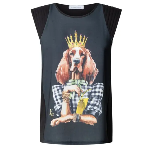 THE EXTREME COLLECTION Printed T-shirt With Pleated Shoulders Structured - Black