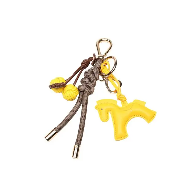 POP UPS BRAND Key Chain Mocha With Charms Yellow Horse And Yellow Cherries - Brown