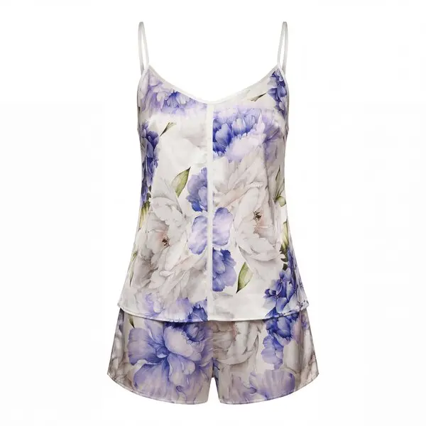 VIMISSIA Blue / White Peony Allure Camisole And Shorts Set In Blue - Blue/white