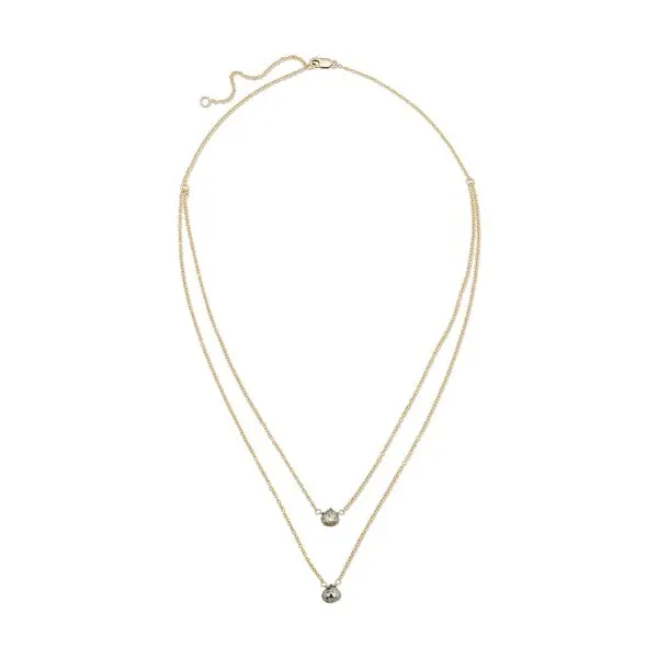 HEATHER HAWKINS Two Tiny Gemstones Drape Necklace Filled Pyrite - Gold