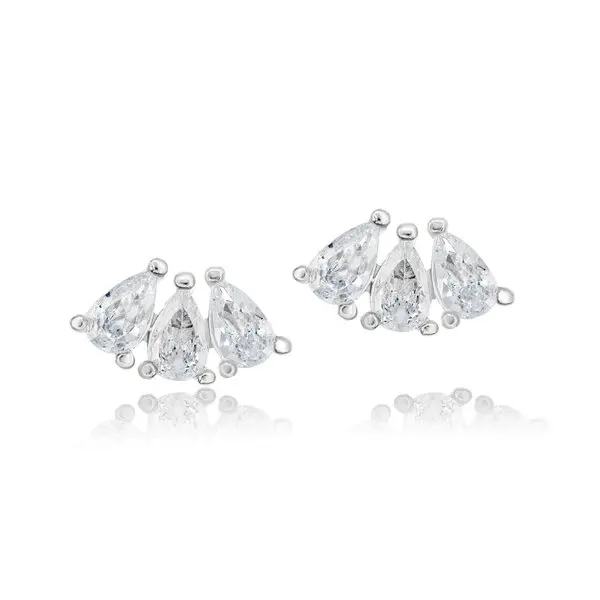 SHYMI Mini Pear Shape Curved Studs - Silver