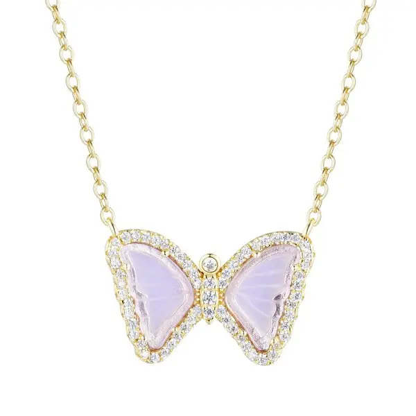 KAMARIA Mini Butterfly Necklace In Light Lavender - Gold