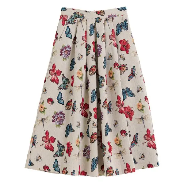 LOUCHE Pasadena Flutter Jacquard Midaxi Skirt - White