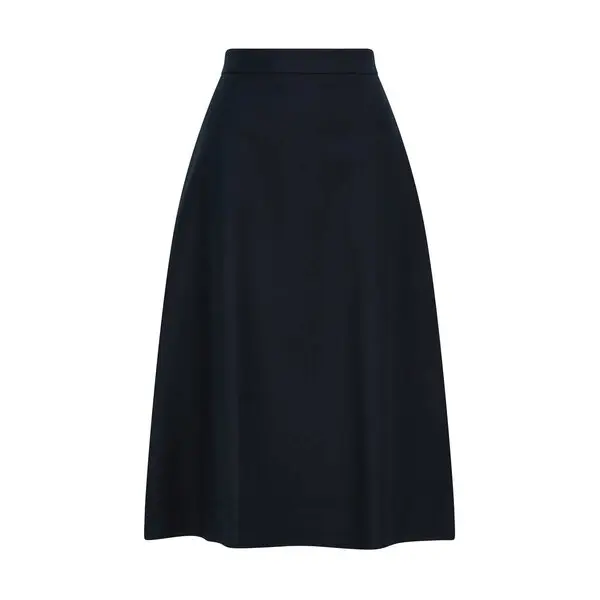 FEMPONIQ Semi Flared Cotton Skirt Navy - Blue
