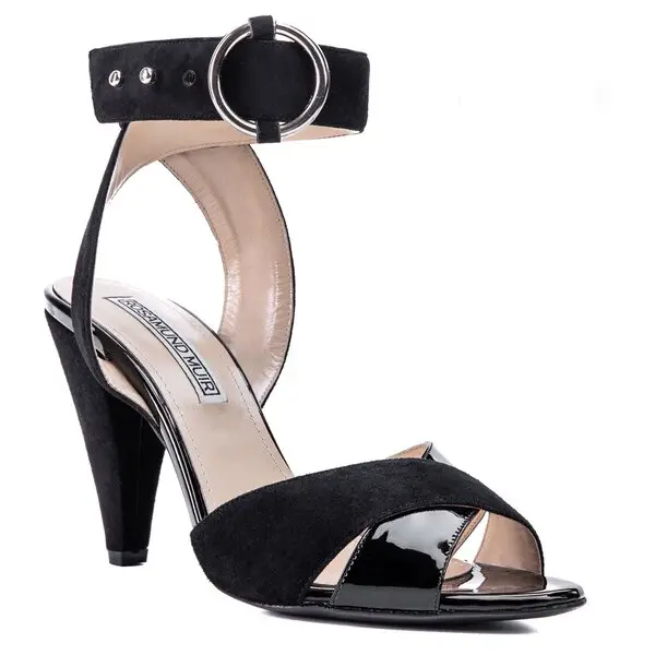 ROSAMUND MUIR LONDON Montana Suede & Patent Leather Heels - Black