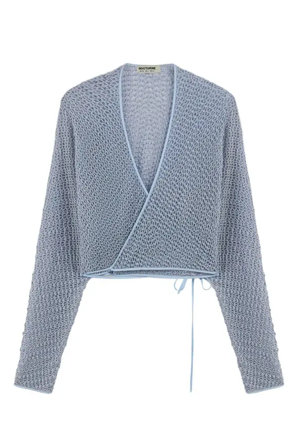 NOCTURNE Wrap Mesh Blouse - Blue