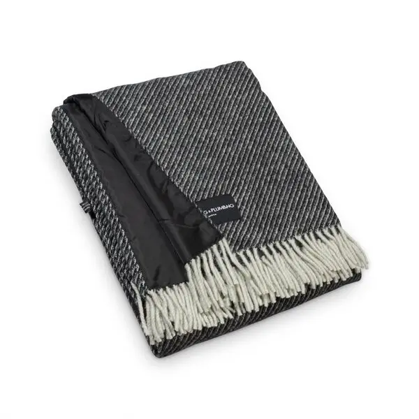 HEATING & PLUMBING LONDON Pure New Wool Picnic Blanket The Members' Club - Black