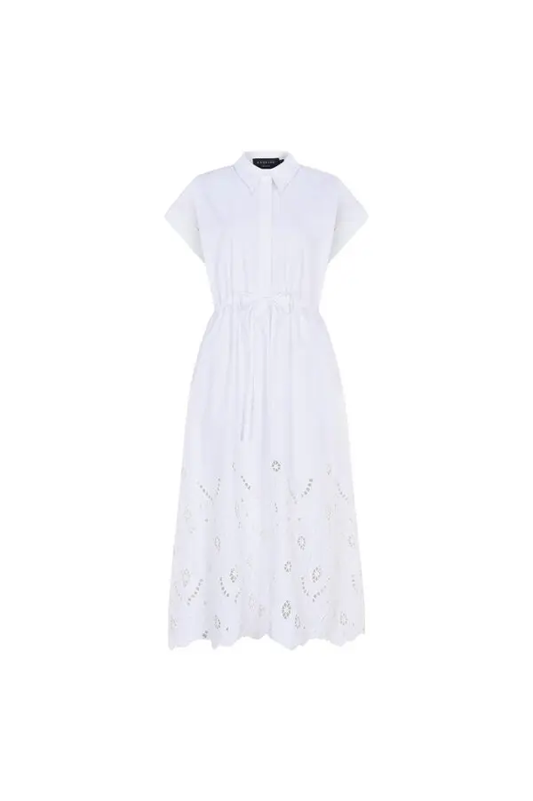 EXQUISE Leila Crisp And Chic Belted Dress - White