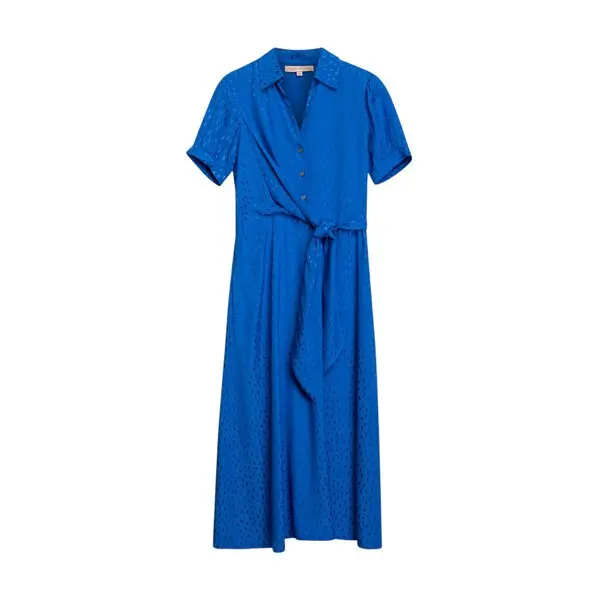 NIZA Wrap Midi Dress With Shirt Collar And Bow