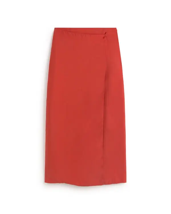 THINKING MU Long Cupro Skirt Selina - Red