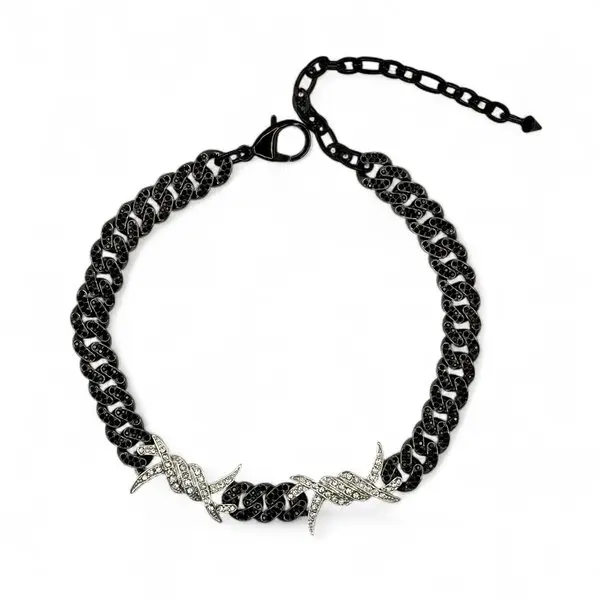 JAGGED HALO JEWELRY Black / Silver Camila Barbed Wire Necklace - Black/silver