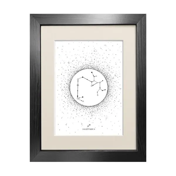EMILY CARTER Sagittarius Star Sign' Fine Art Print A4 - Black