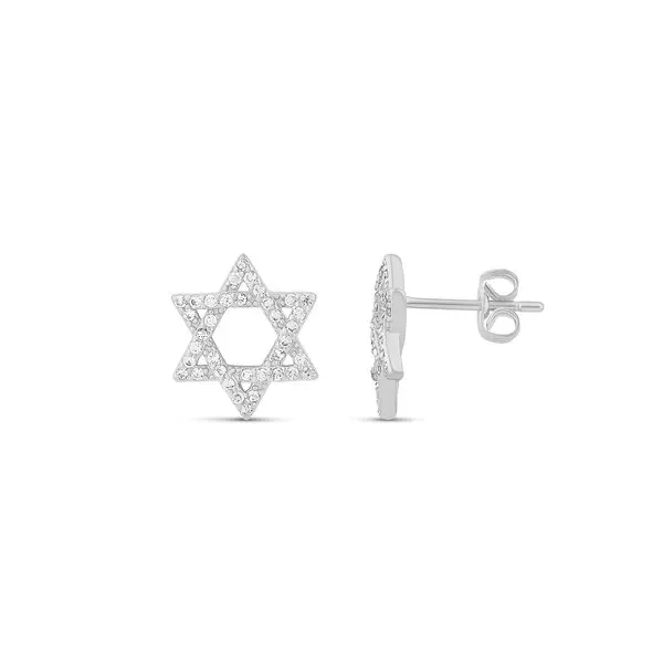 SHYMI Pave Star Of David Studs - Silver