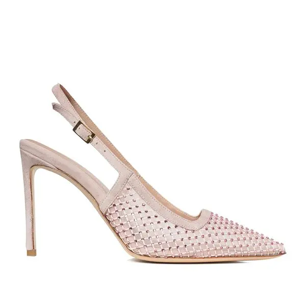 GINISSIMA Iana Suede-mesh Shoes With Sparkling Decorations, Premium Collection - Pink