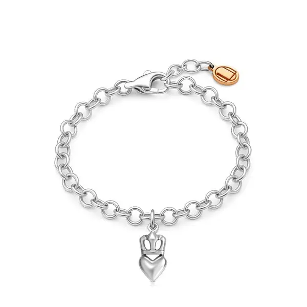 UNALOE Sterling Crown And Heart Bracelet – Modern Fashion Style - Silver