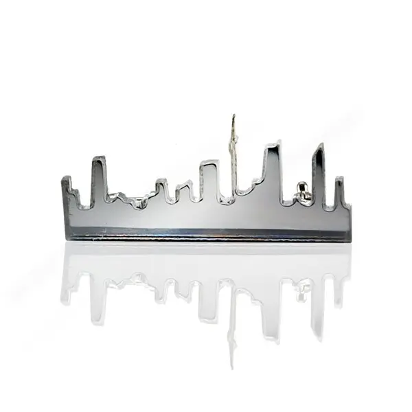 LAURA DAILI Cityscape Mirror Brooche — Urban Reflections - Silver