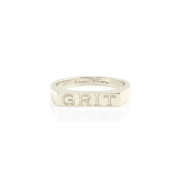 Kris Nations Grit Engraved Ring - Silver