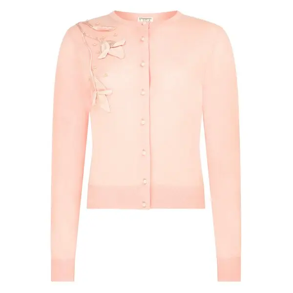 LISA THE LABEL Magnolia Appliqué Cardigen - Pink