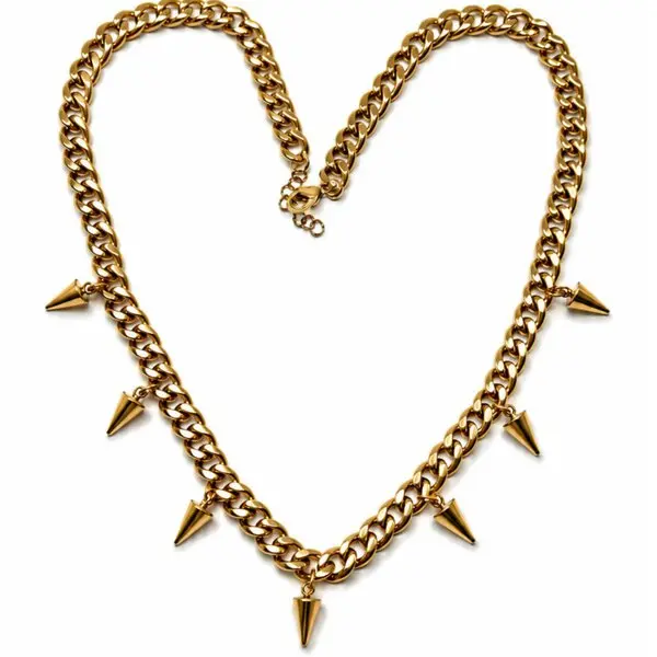 JAGGED HALO JEWELRY Fallon Spike Pendant Necklace Stainless Steel Yellow Plated - Gold