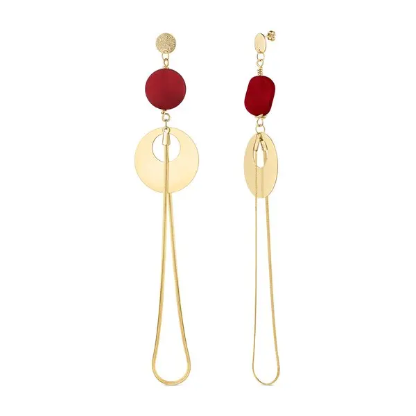 REJECTED HEARTS CLUB Gold / Red Lalita Dangle Gold Snake Chain Red Earrings - Gold/red